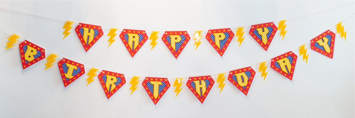 Superhero Theme “Happy Birthday” Banner - Handmade – Made By Adrienne